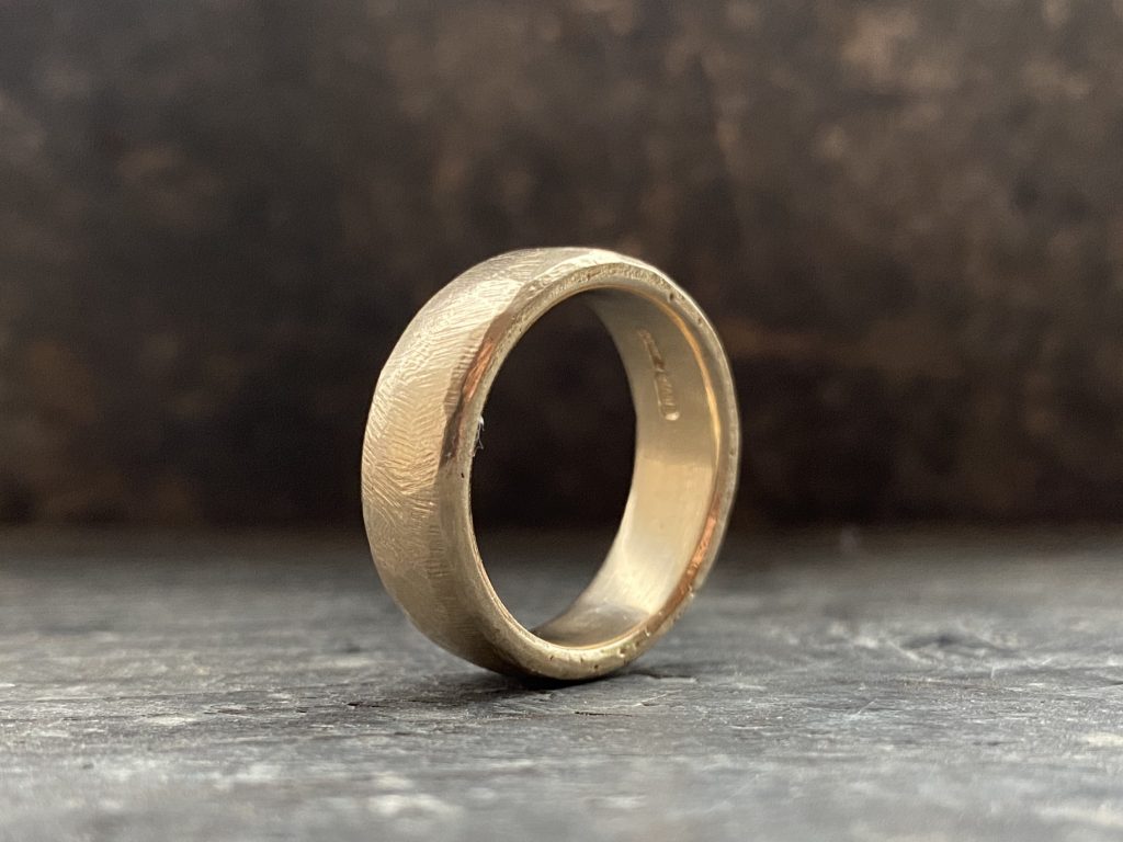 Sand Cast Yellow Gold Ring - Brushed - JWF Unique Designs