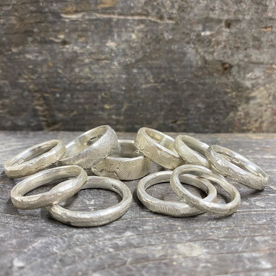 Heavy Textured Silver Cast Ring - Wedding Rings- JWF Unique Designs