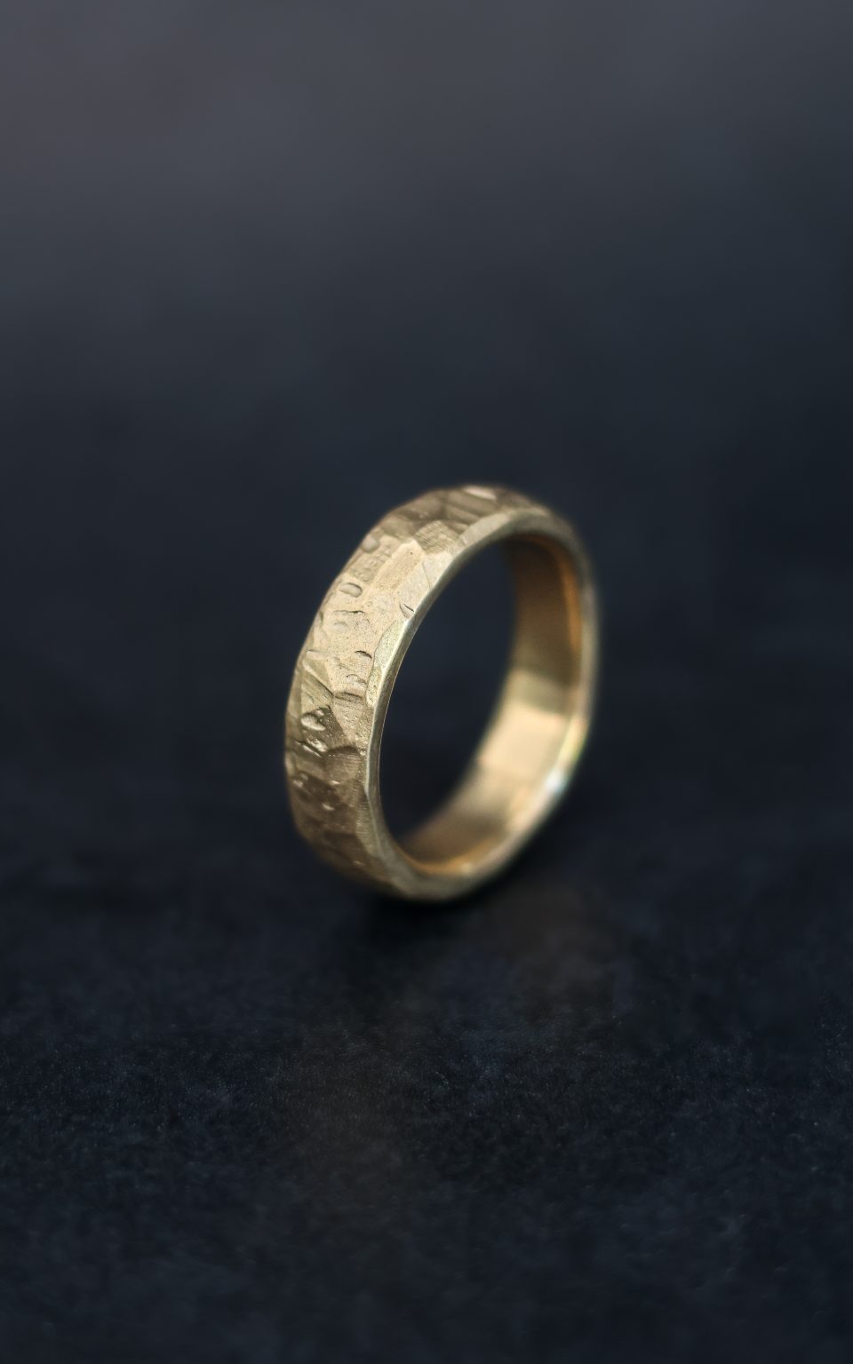 Yellow Gold Hewn Sand Cast Wedding Ring – Textured Wedding Ring